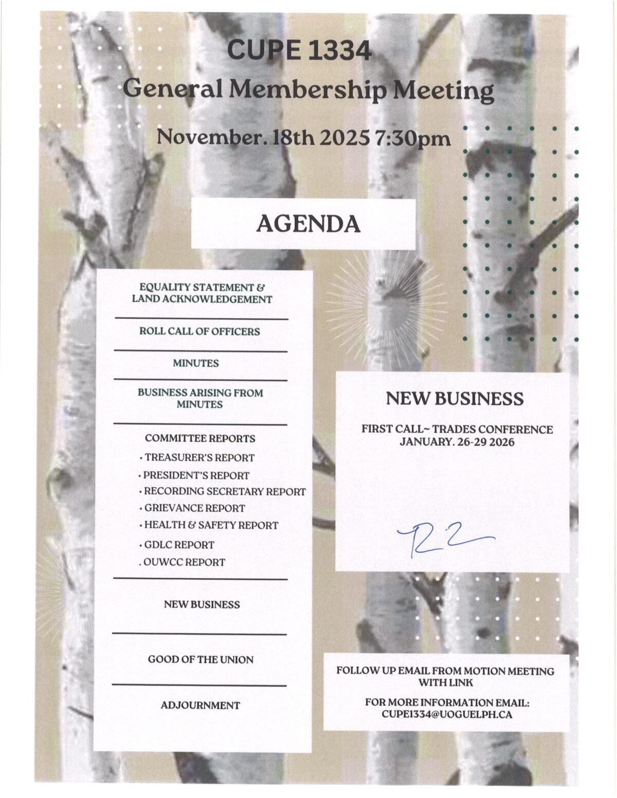 November.18th 2025 General Membership Meeting Agenda | CUPE 1334