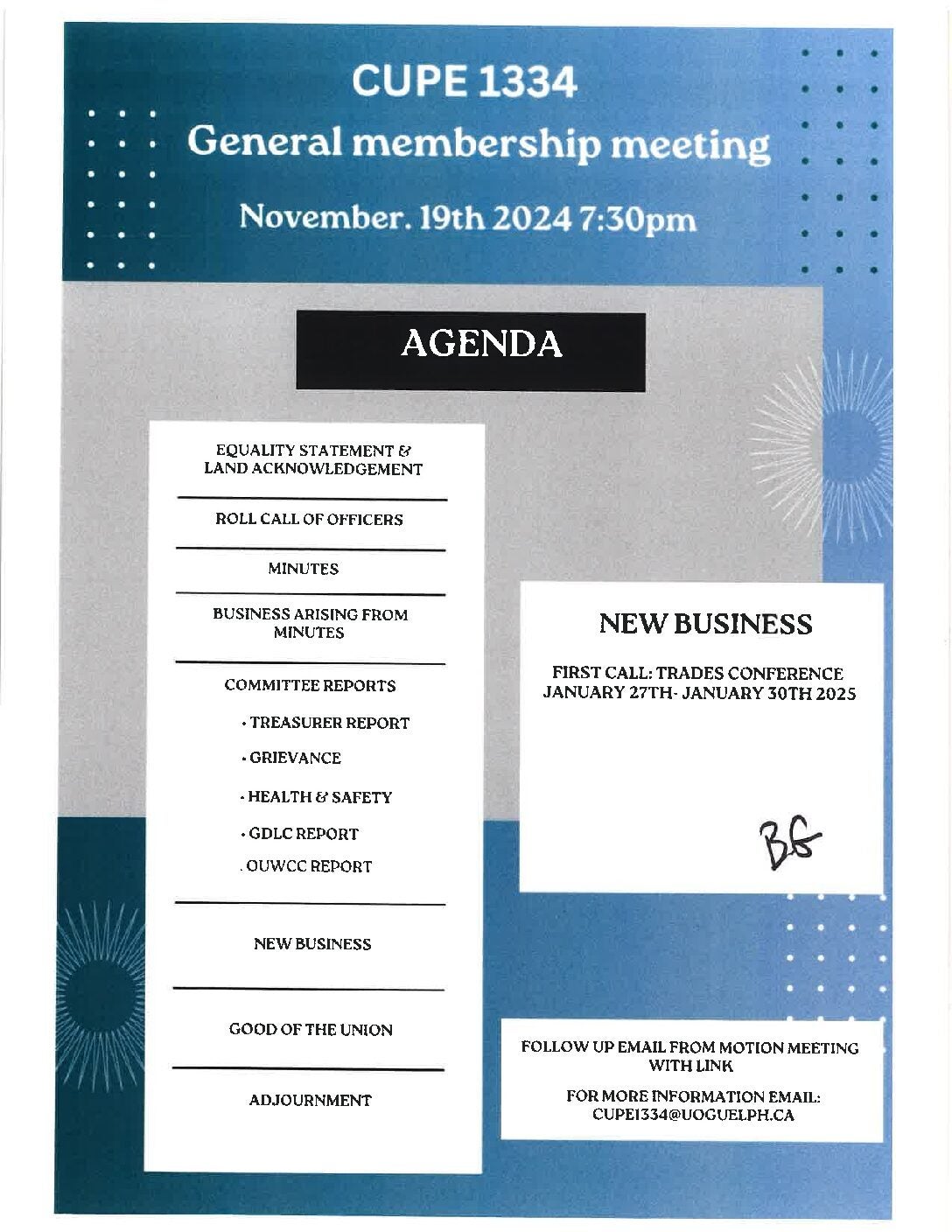 November. 19th 2024 Agenda | CUPE 1334